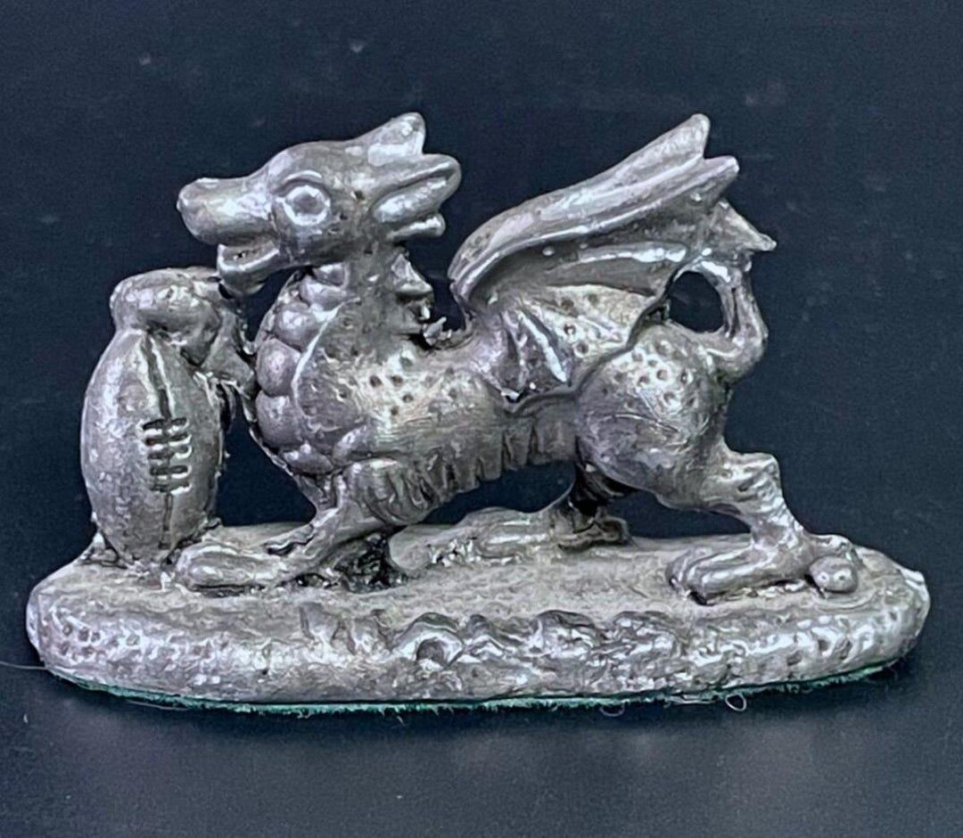 Vintage Pewter Figurine of the Welsh Dragon Y Ddraig Goch 2 1/2" Long ...