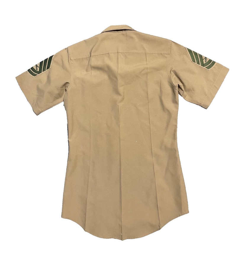 Vintage 1960s USMC Khaki Uniform Shirt Short Sleeve Poly Wool Blend ...