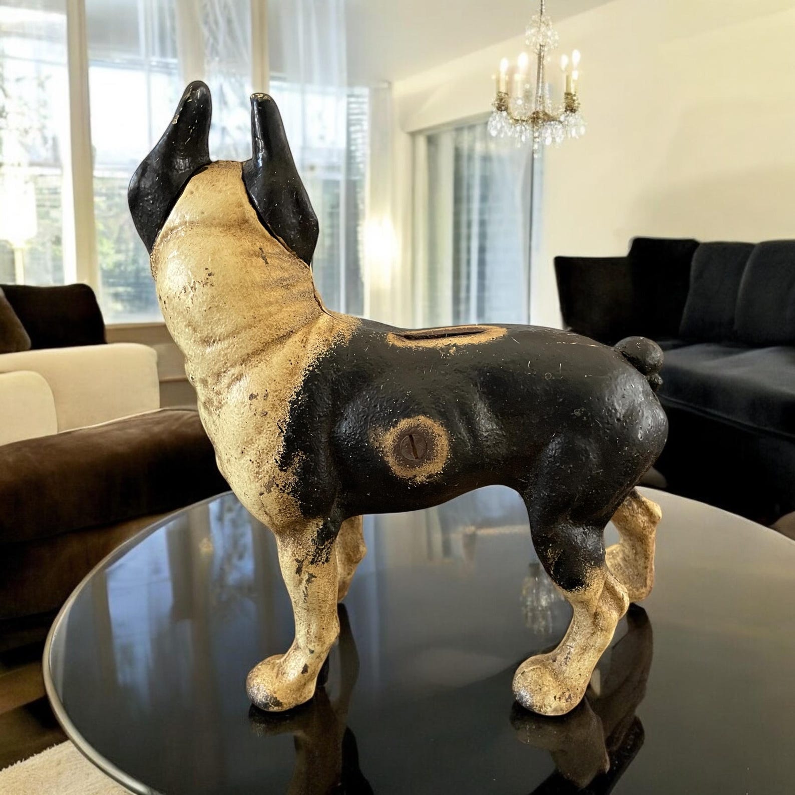 Large Cast Iron Boston Terrier Dog Bank - Antique Finish - Vintage Dog ...