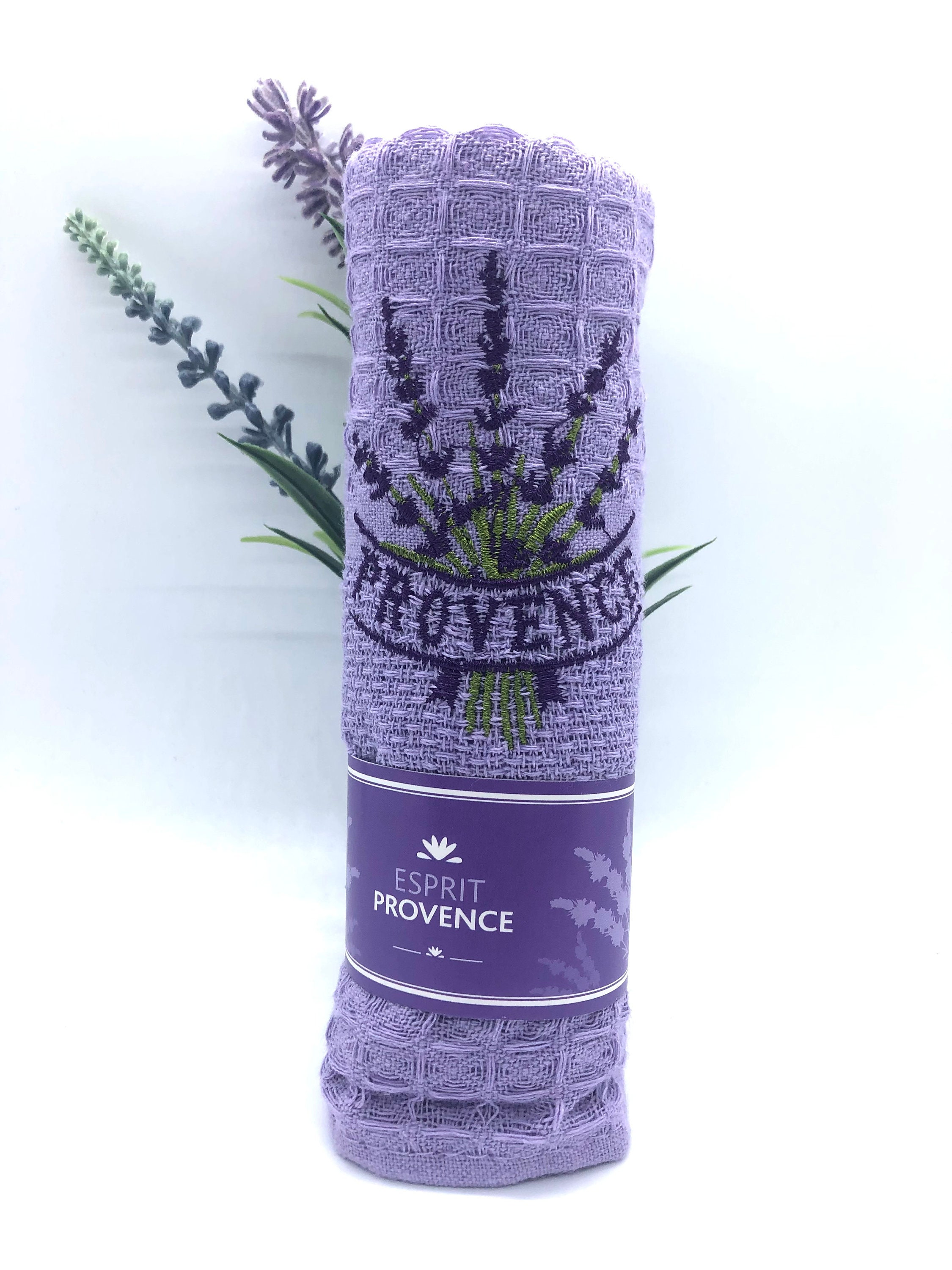Embroidered Towel Lavender Strands Purple 100% Coton Made in France ...