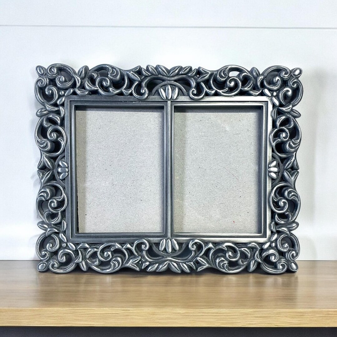 Vintage Metal 3x5 Frame Picture Framing Ornate Silver Baroque Scrolling ...