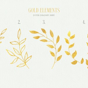Gold Floral Clipart, Foliage Clipart, Gold Floral Elements, Botanical ...