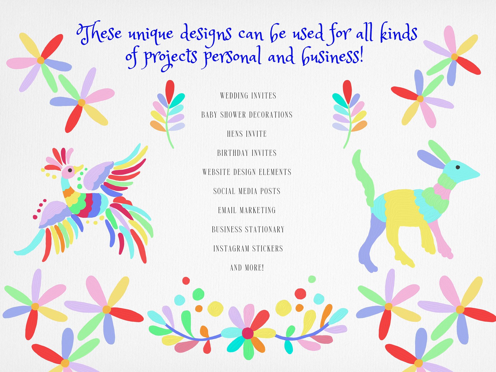 Mexican Otomi Clipart: Oil Overlays for Creative Projects Clipart ...