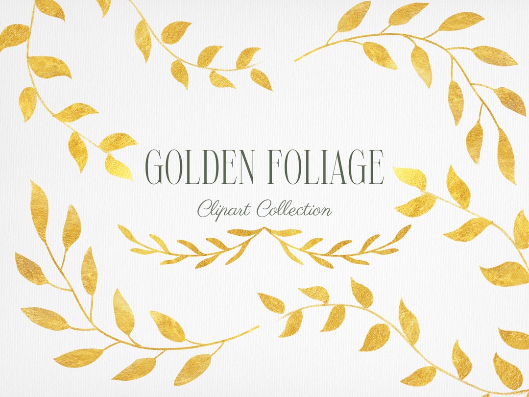 Gold Floral Clipart Foliage Clipart Gold Floral Elements - Etsy