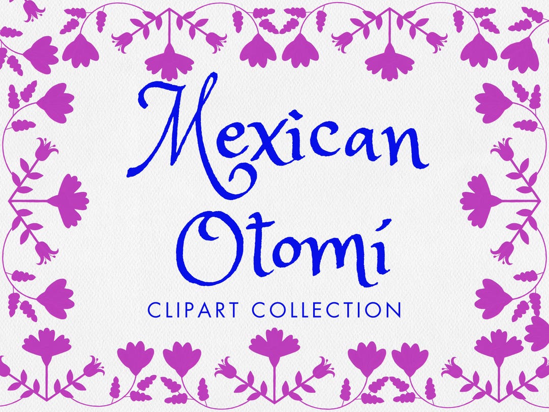 Magenta Mexican Otomi Clipart, Floral Folk Art Designs (PNG) - Etsy