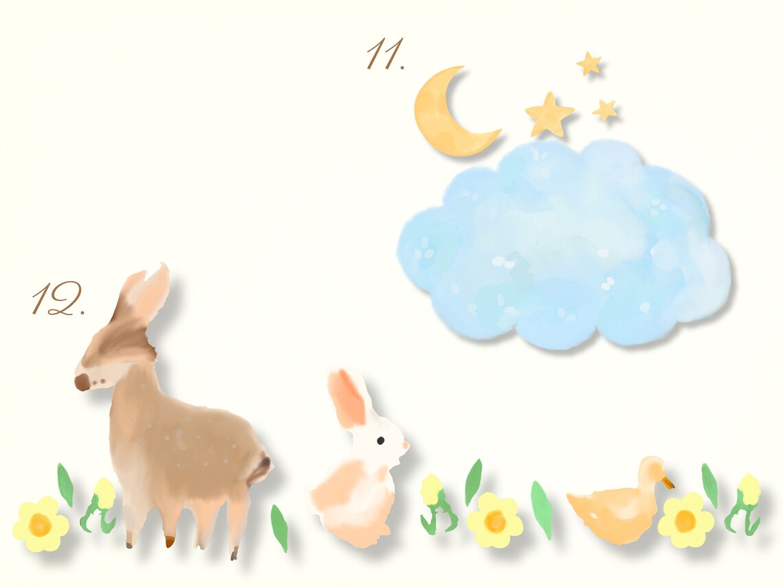 Baby Animals Watercolor Clipart Nursery Clipart Spring - Etsy