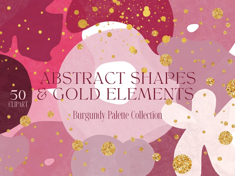 30 Pink and 20 Gold Abstract Designs, Watercolor Designs, Abstract ...