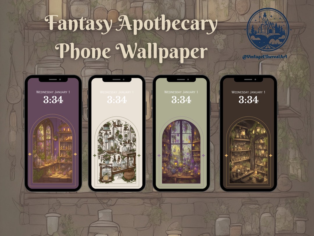 Whimsical Magical Apothecary Phone Wallpaper Set - Set of 4 Enchanting ...