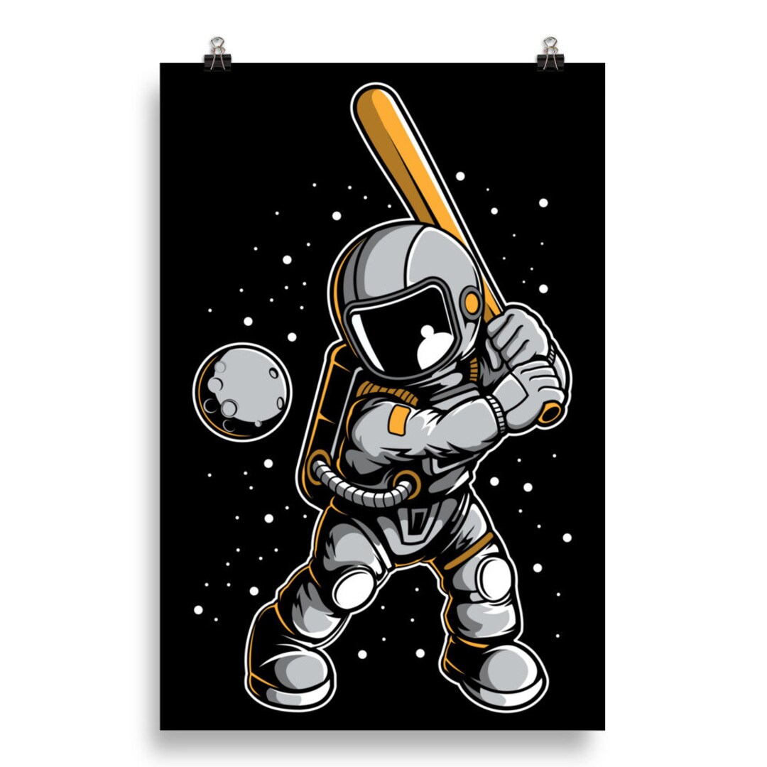 Astronaut Baseball - Matte Poster - Etsy