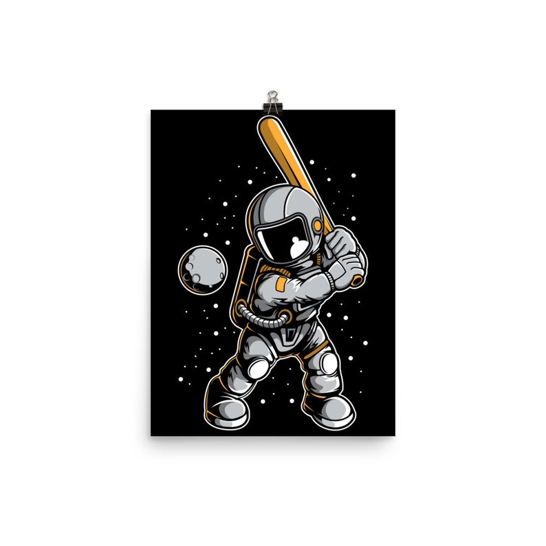 Astronaut Baseball Matte Poster - Etsy