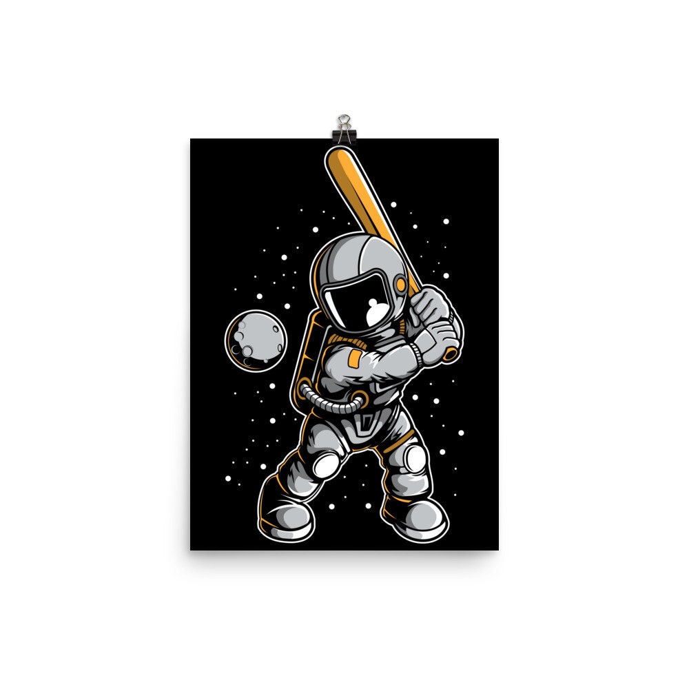 Astronaut Baseball Matte Poster - Etsy