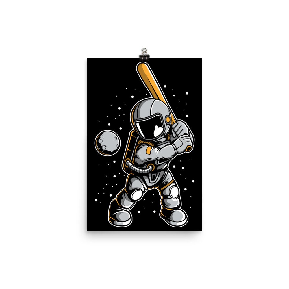 Astronaut Baseball Matte Poster - Etsy