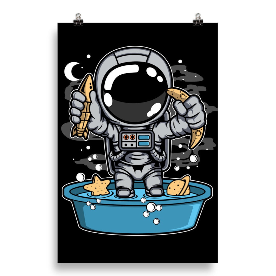 Astronaut Bath Tub Matte Poster - Etsy