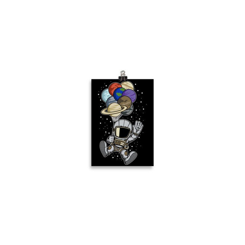 Astronaut Balloon Planets Matte Poster - Etsy