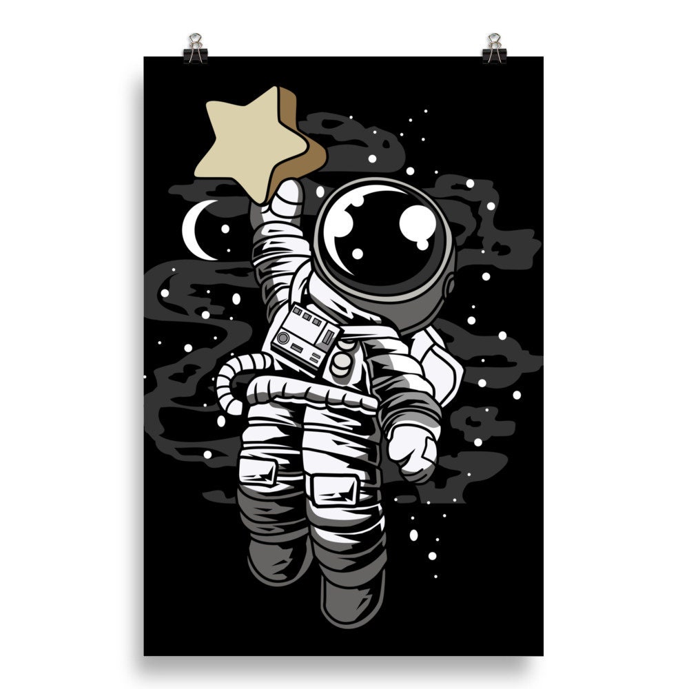 Astronaut Reach the Star Matte Poster - Etsy