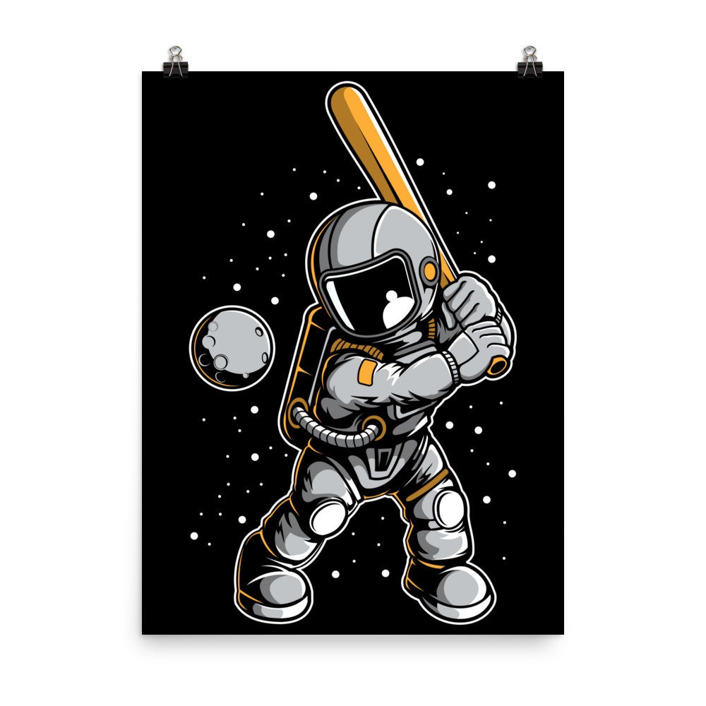 Astronaut Baseball Matte Poster - Etsy