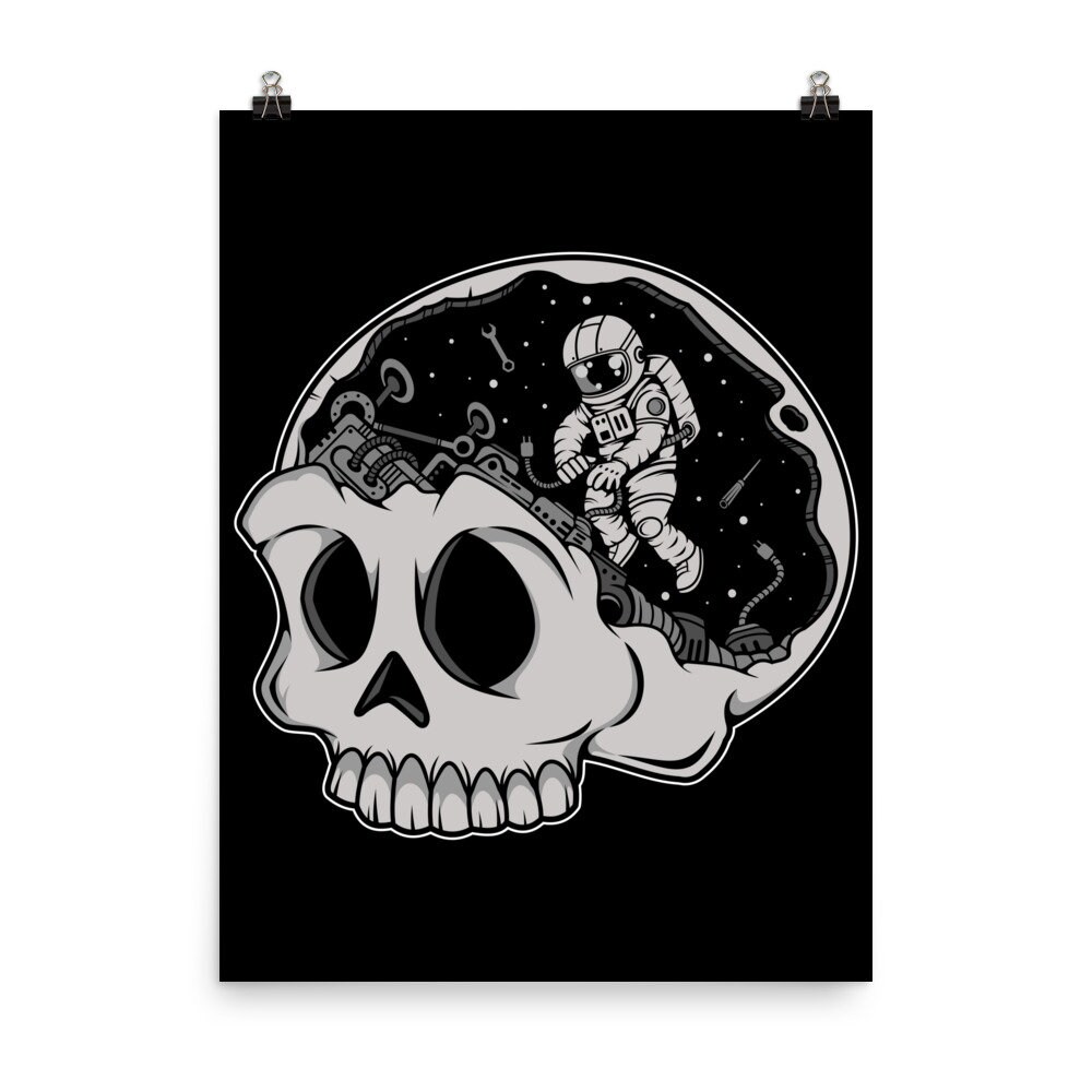 Astronaut Skull Brain Matte Poster - Etsy