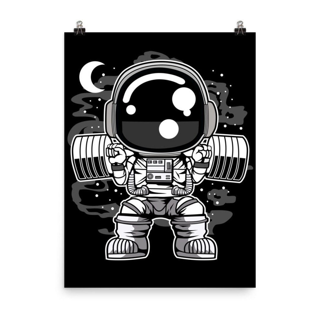 Astronaut Barbell Body Builder - Matte Poster - Etsy