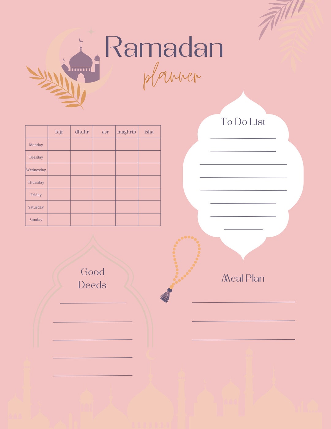 Ramadan Weekly Planner - Etsy