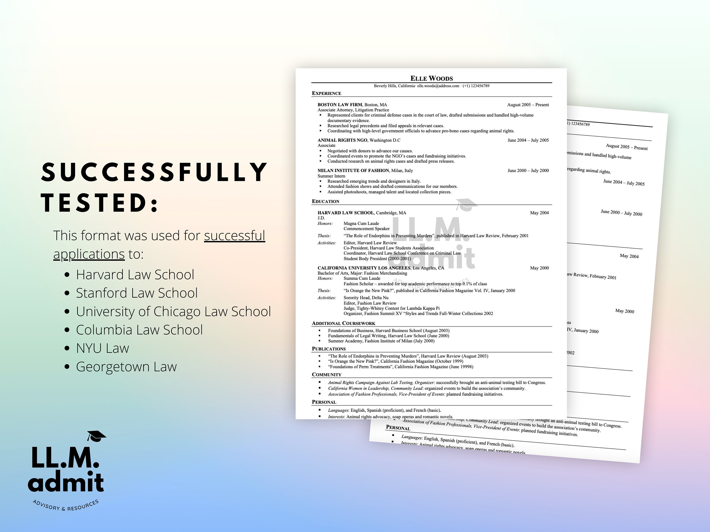CV Law School Template | LL.M. Resume Template | J.D. Resume Template ...