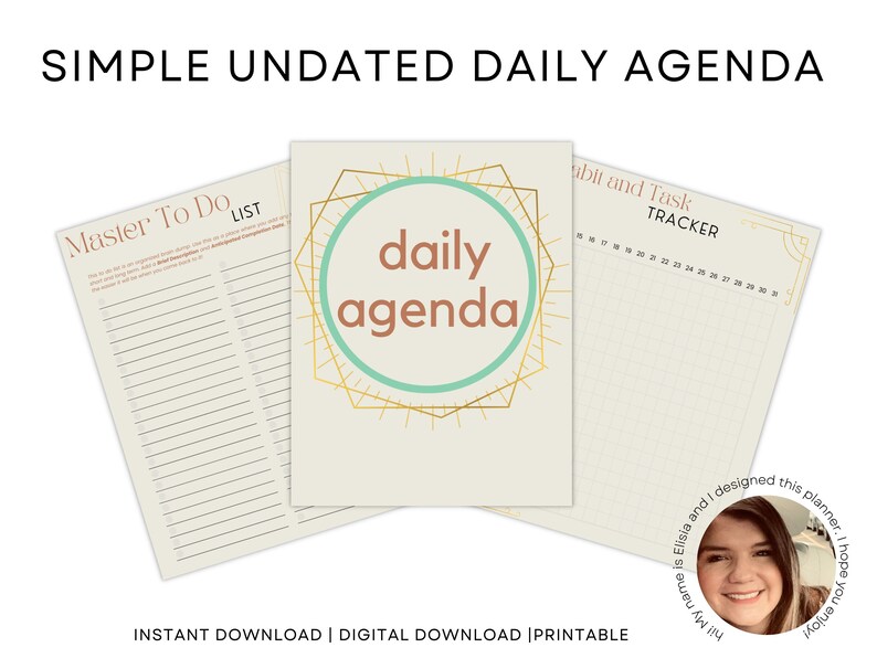 Simple Undated Daily Agenda Planner - Etsy