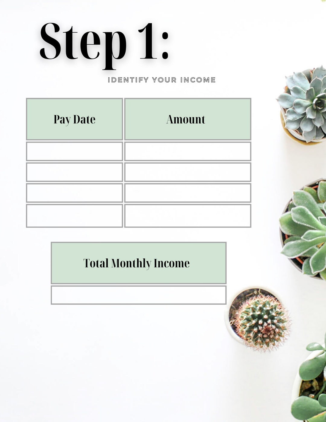 Budget Template I Simple Budget Template I Printable Budget Template - Etsy