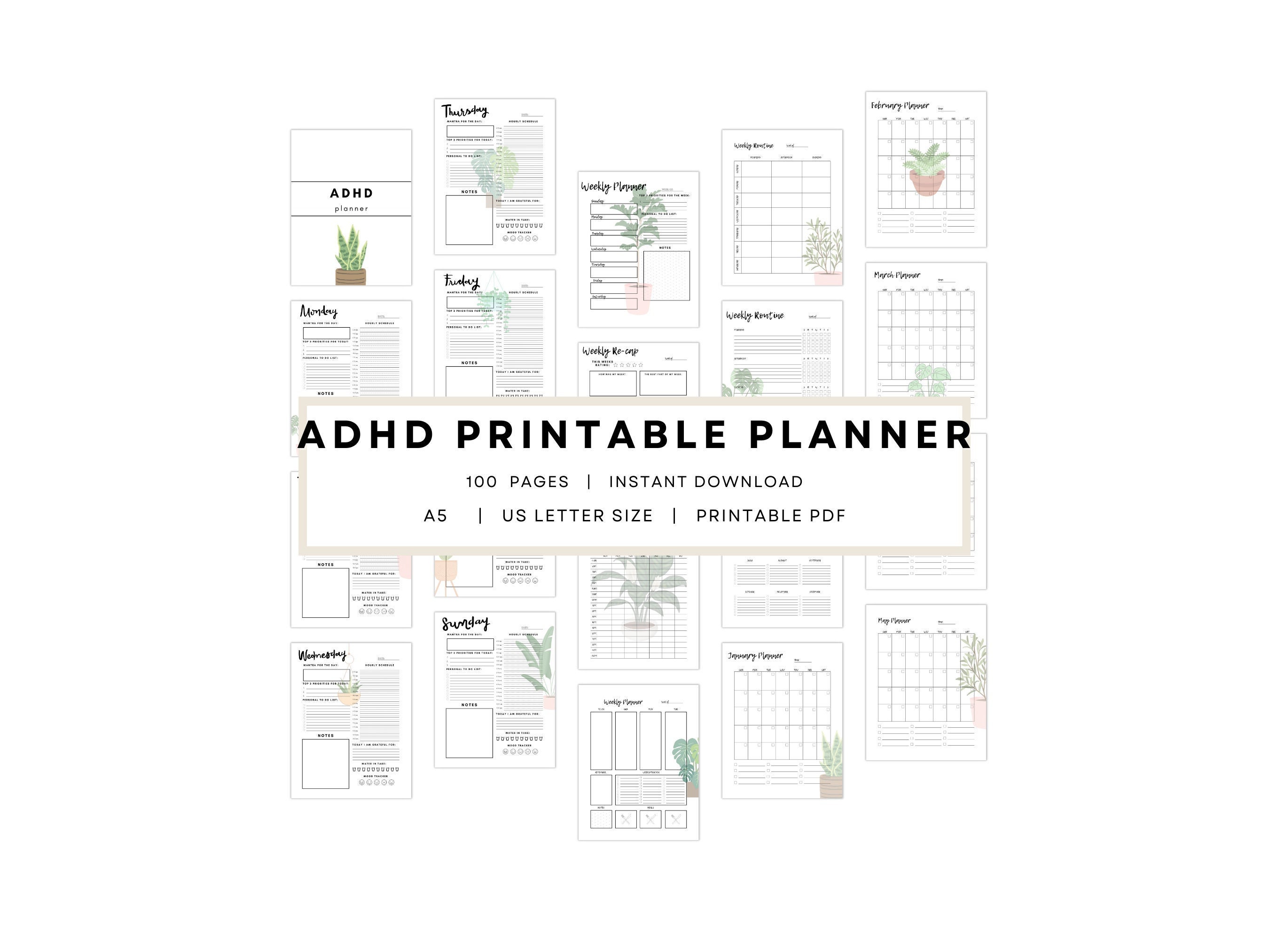 ADHD Printable Planner I ADHD Planner I Planner Template I ADHD ...