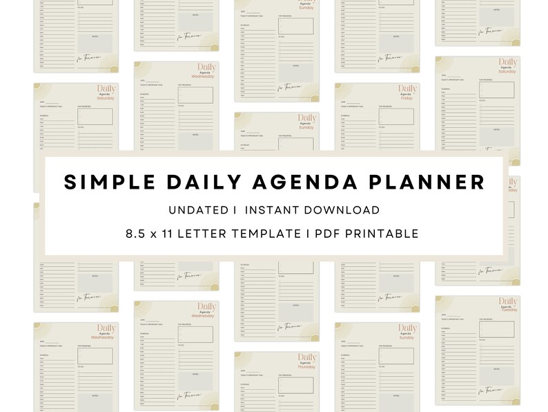 Simple Undated Daily Agenda Planner - Etsy