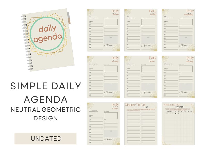 Simple Undated Daily Agenda Planner - Etsy