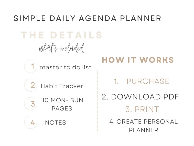 Simple Undated Daily Agenda Planner - Etsy