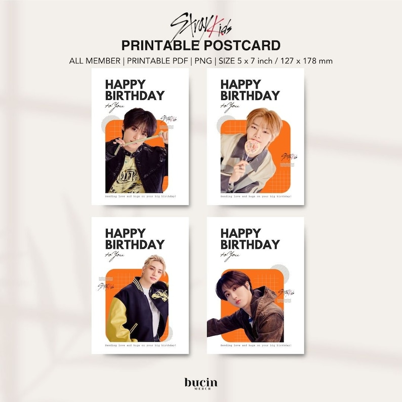 Stray Kids Printable Birthday Card Stray Kids Gift Cards Prints Korean ...