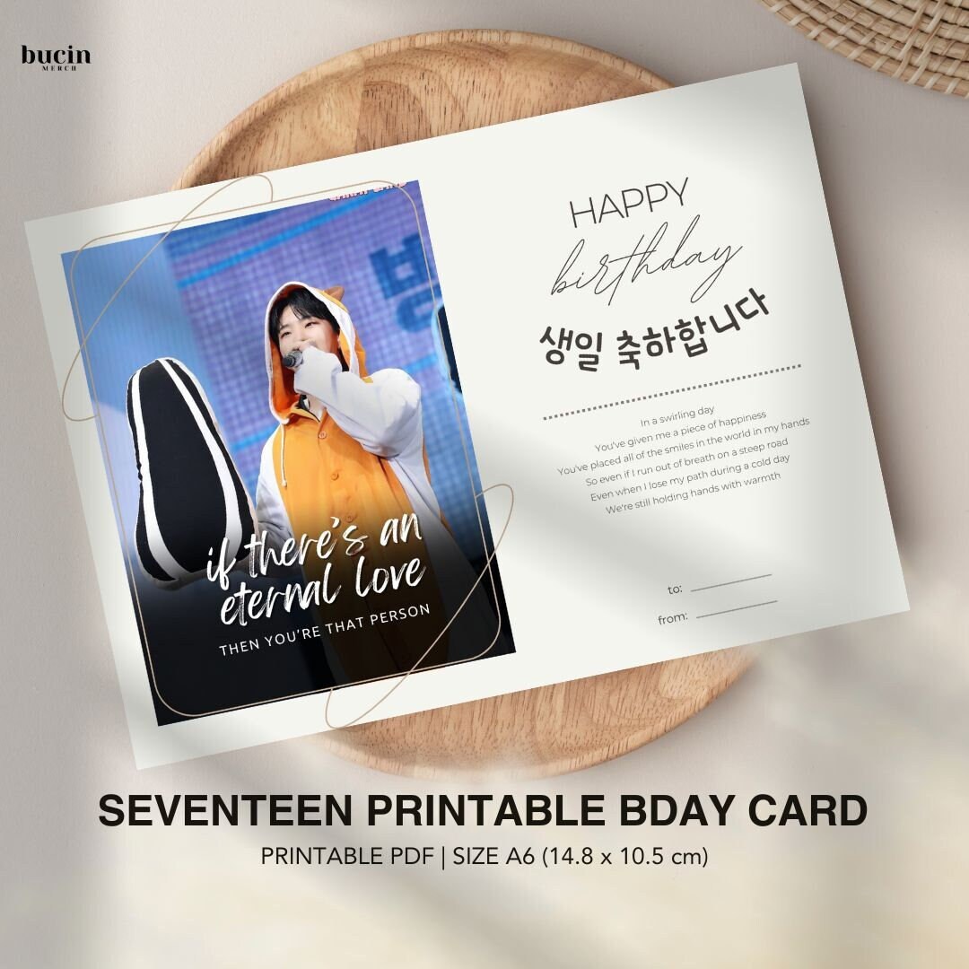 Seventeen Printable Postcard SVT Birthday Card Prints Korean Idol SVT ...