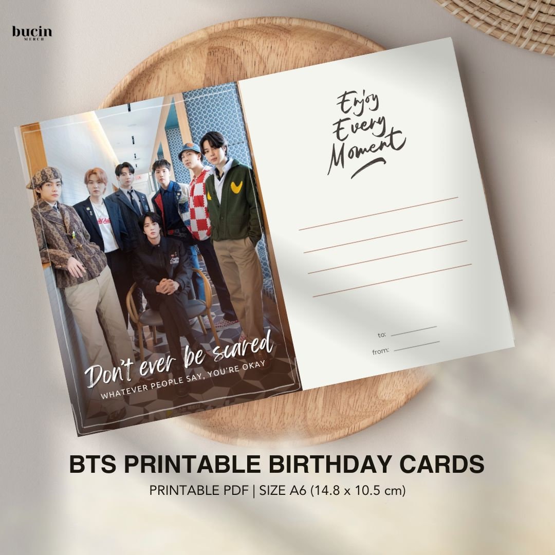 BTS Printable Birthday Card Bangtan Boys Gift Cards Prints Korean Idol ...