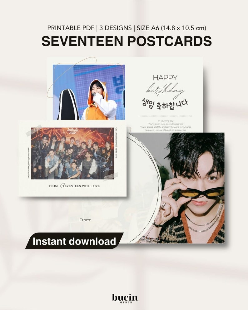 Seventeen Printable Postcard SVT Birthday Card Prints Korean Idol SVT ...