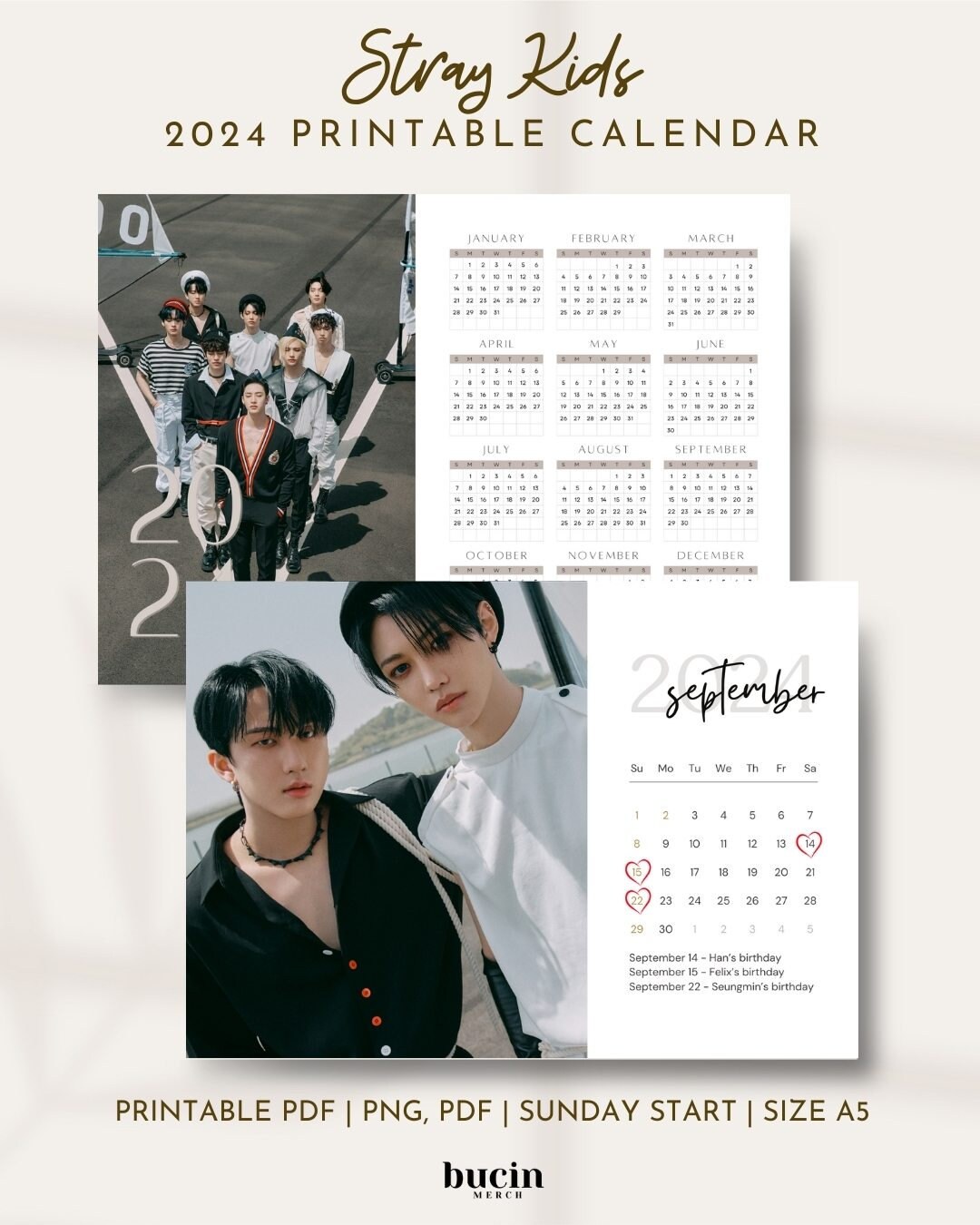 Stray Kids 2024 Calendar Stray Kids Year at a Glance Calendar 2024 ...