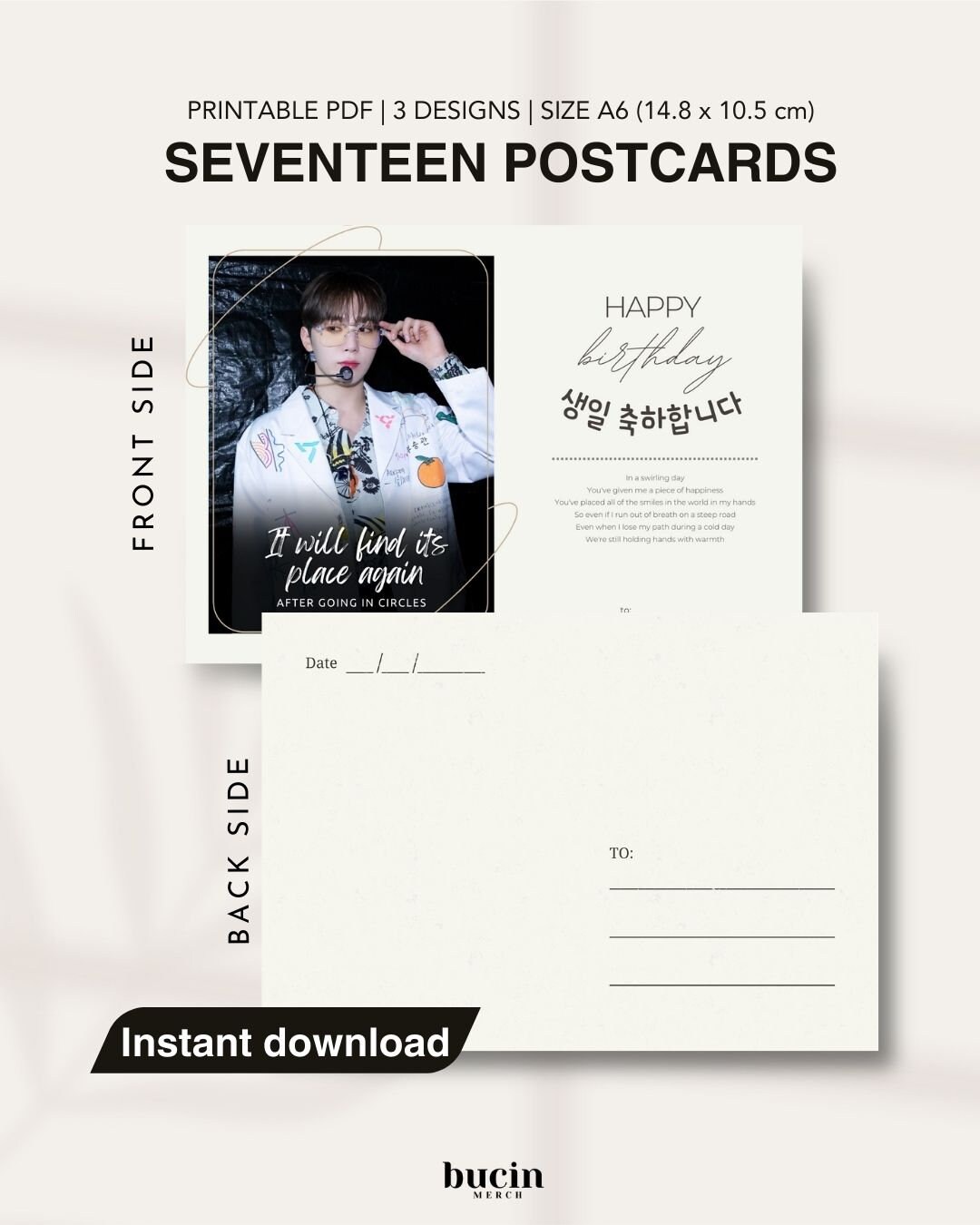 Seventeen Printable Postcard SVT Birthday Card Prints Korean Idol SVT ...