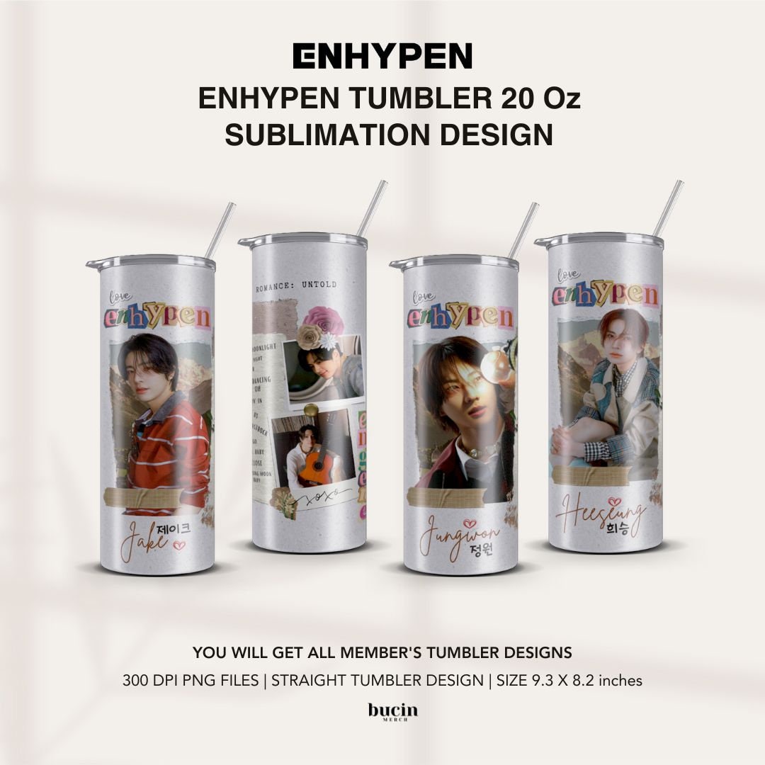 ENHYPEN Tumbler 20 Oz Straight Tumbler Design PNG Bundle Sublimation ...