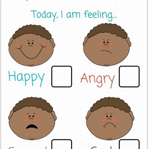 Daily Feelings Chart, BOY, Emotions, INSTANT Download, Printable ...