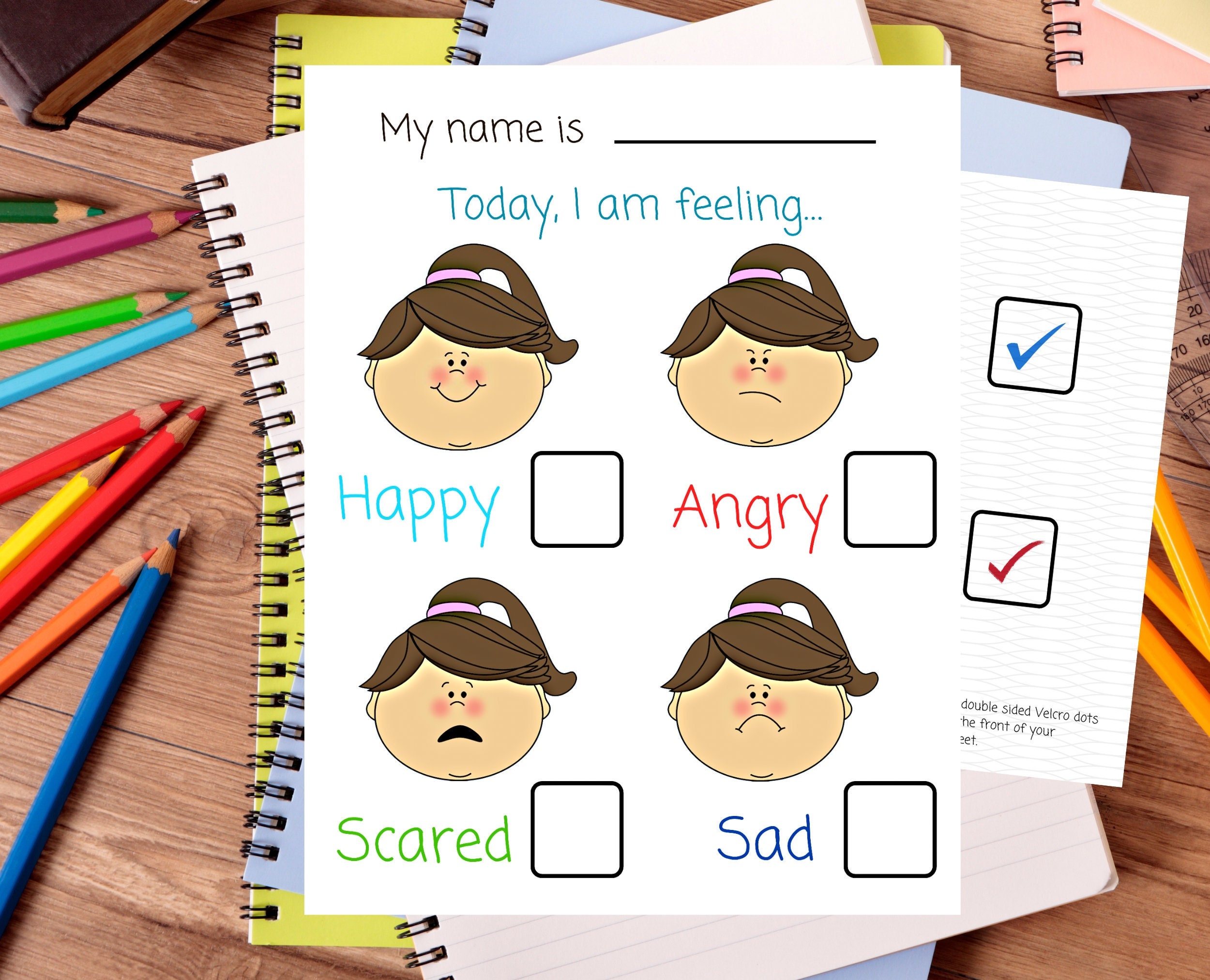 Daily Feelings Chart, GIRL, Emotions, INSTANT Download, Printable, Kids ...