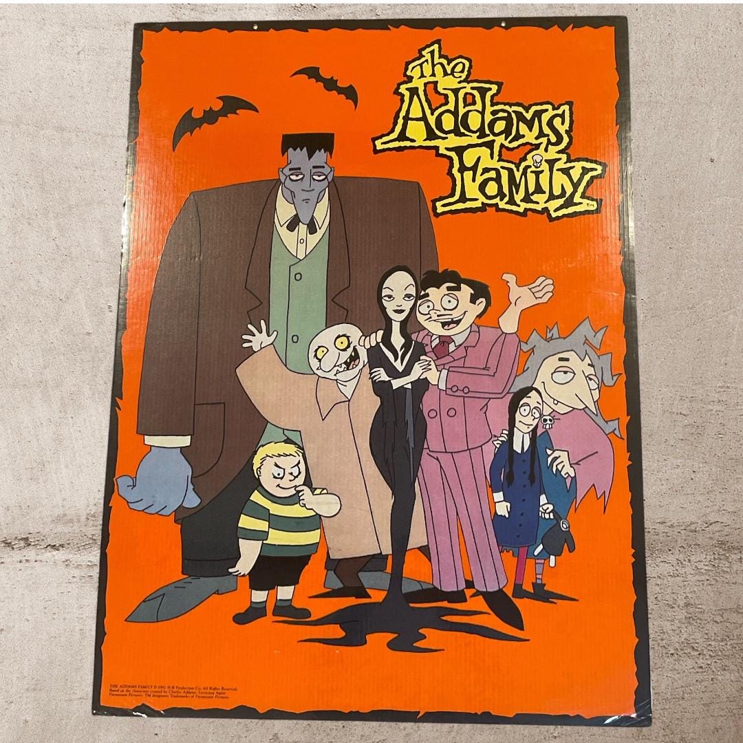 Large 1992 'the Addams Family' Cartoon Cardboard 31x42" Promo Sign! - Etsy