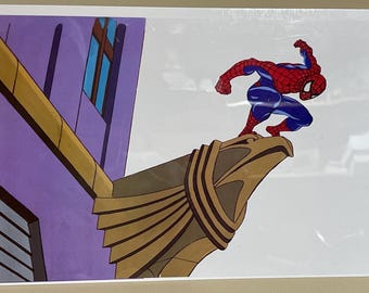 1994 Spiderman Animated Series Animation Cel Print - Perched on Eagle ...