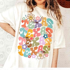 Floral Texas PNG, Retro Texan Png, Groovy Cowgirl Shirt Design, Western ...