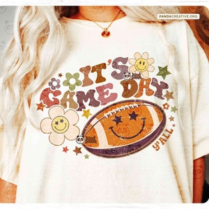 It's Game Day PNG, Retro American Football Sublimation, Groovy Field ...