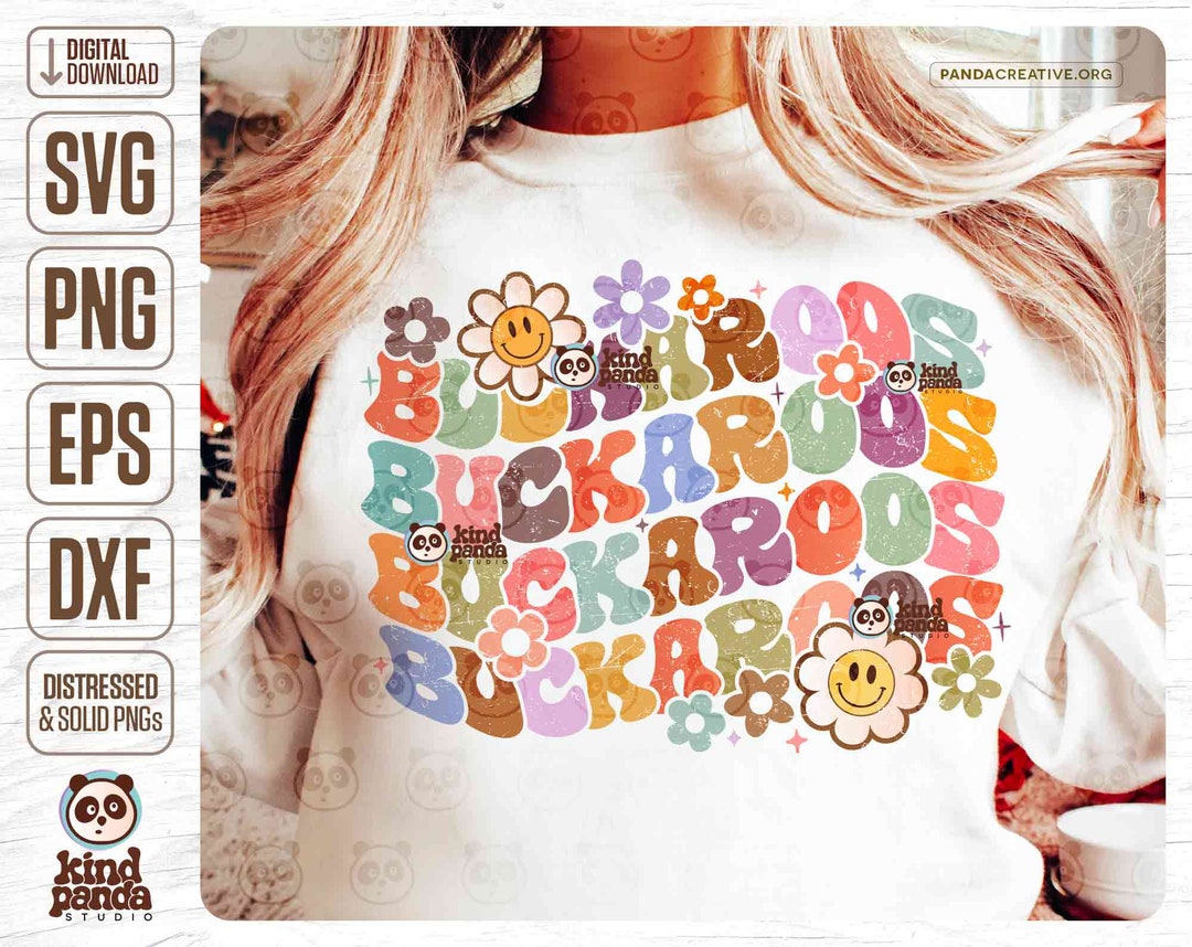 Floral Buckaroos SVG PNG, Retro Game Day Shirt Design, Groovy College ...