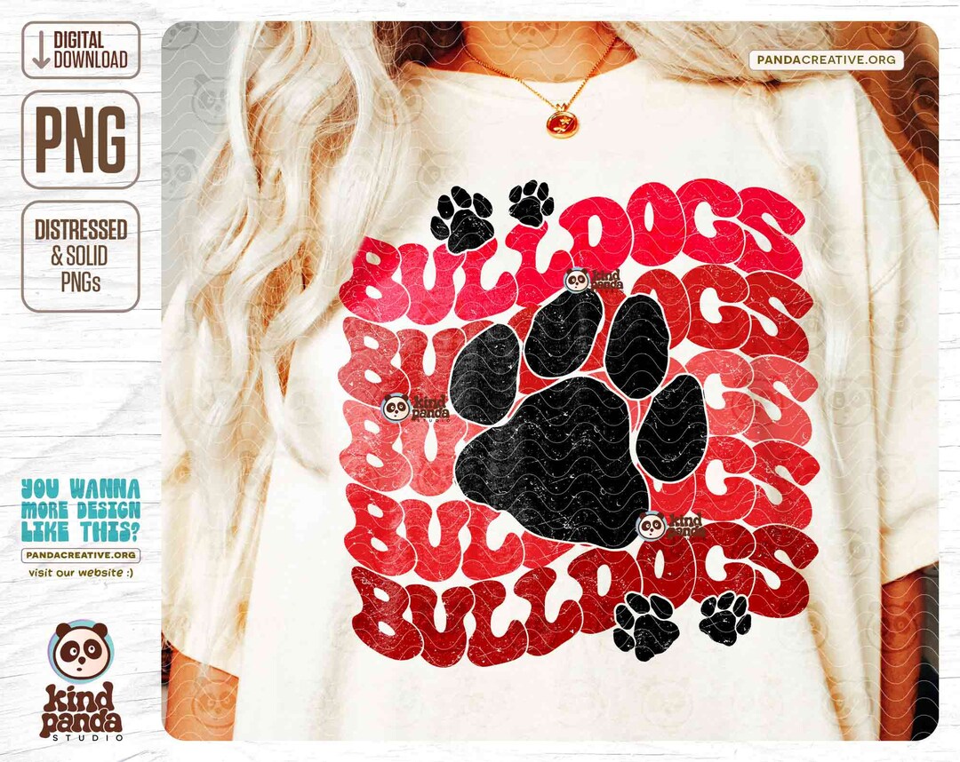 Retro Red Bulldogs PNG, Wavy Font Mascot Sublimation, Groovy School ...