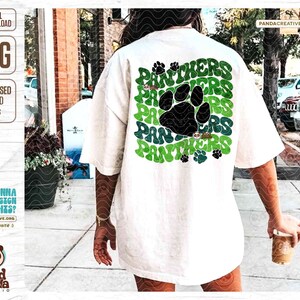 Retro Green Panthers PNG, Groovy Football Mascot Sublimation, School ...