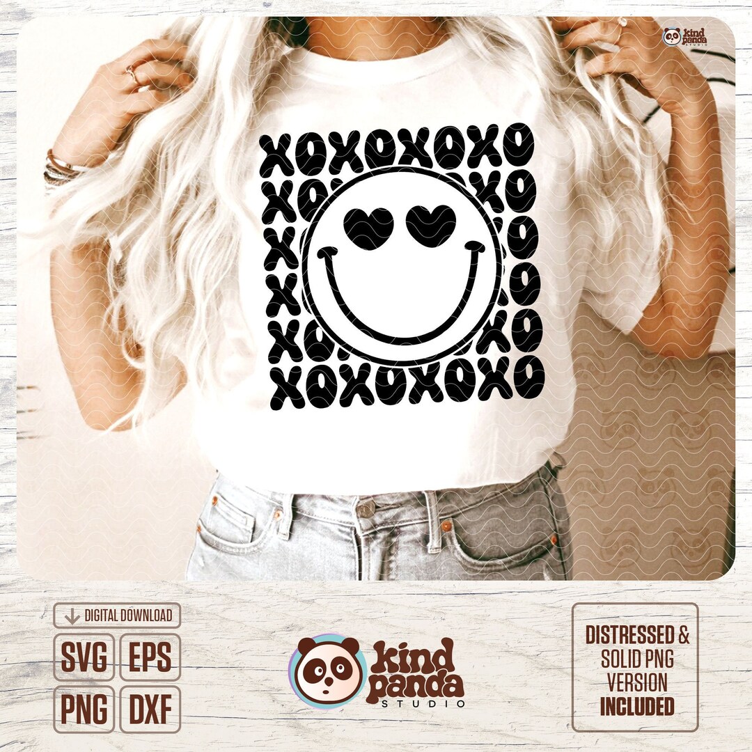 Love Happy Face SVG, XOXO Svg, Love Heart Svg Png, Heart Eyes Face ...