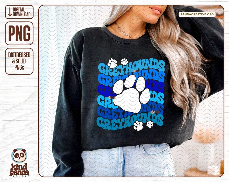 Retro Blue Greyhounds PNG, Groovy Mascot Png Sublimation, Sports Team ...