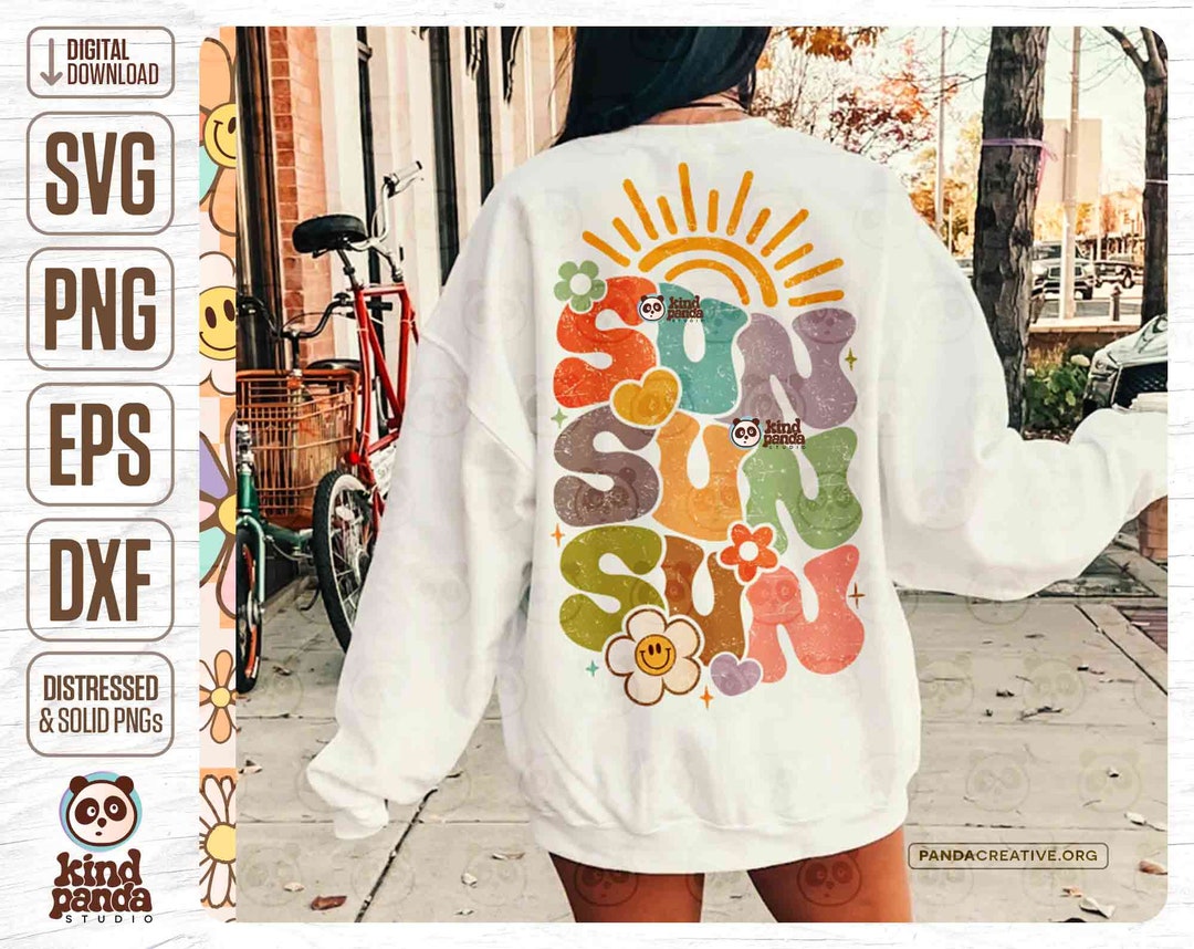 Floral Retro Sun SVG PNG Groovy Summer Shirt Sublimation Cut - Etsy
