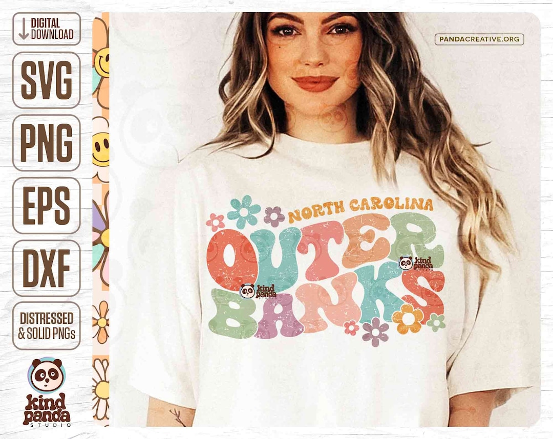 Retro Floral Outer Banks SVG PNG, Groovy Summer Sublimation, Boho North ...